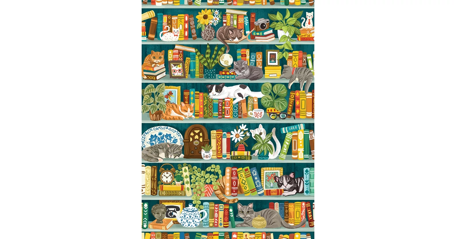 Cobble Hill 40023 - The Purrfect Bookshelf - 1000 db-os puzzle - Puzzle ...
