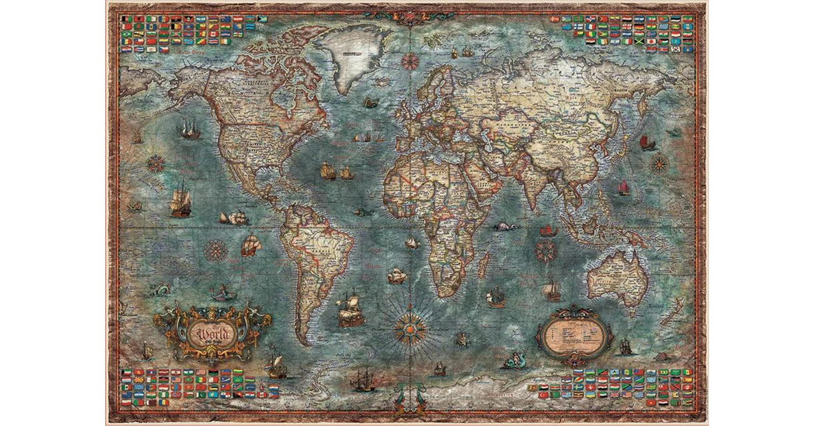 Educa 18017 - Történelmi világtérkép - 8000 db-os puzzle - Puzzle 6000 ...