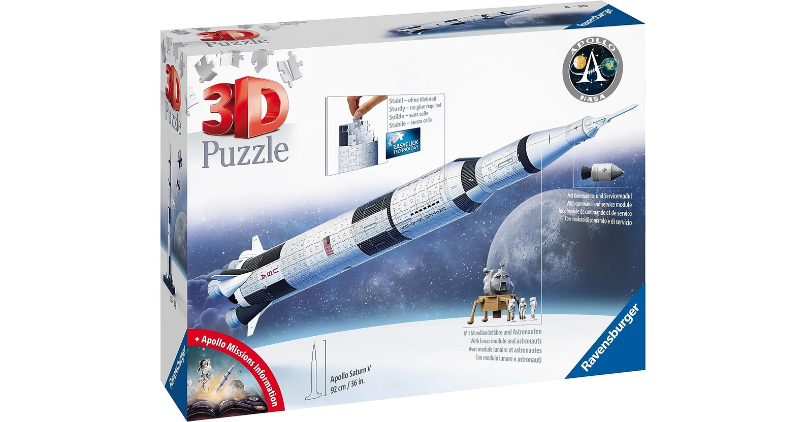 Ravensburger 11545 - Apollo Saturn V Rakéta - 504 db-os 3D puzzle - 3D ...
