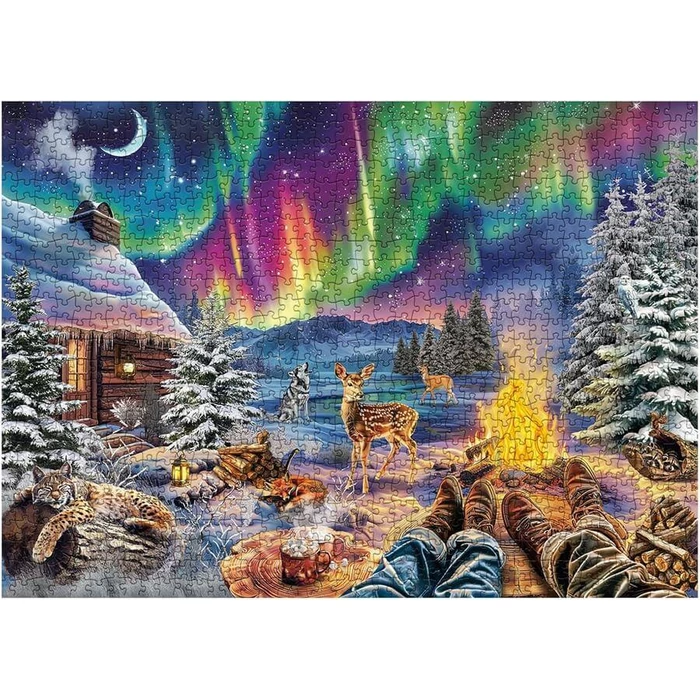 Bboldin Z-859 - Northern Lights Cabin - 1000 db-os puzzle - Puzzle 1000 db