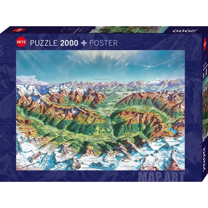 Heye 30069 - Map Art - Alpine Mountain World - 2000 db-os puzzle ...